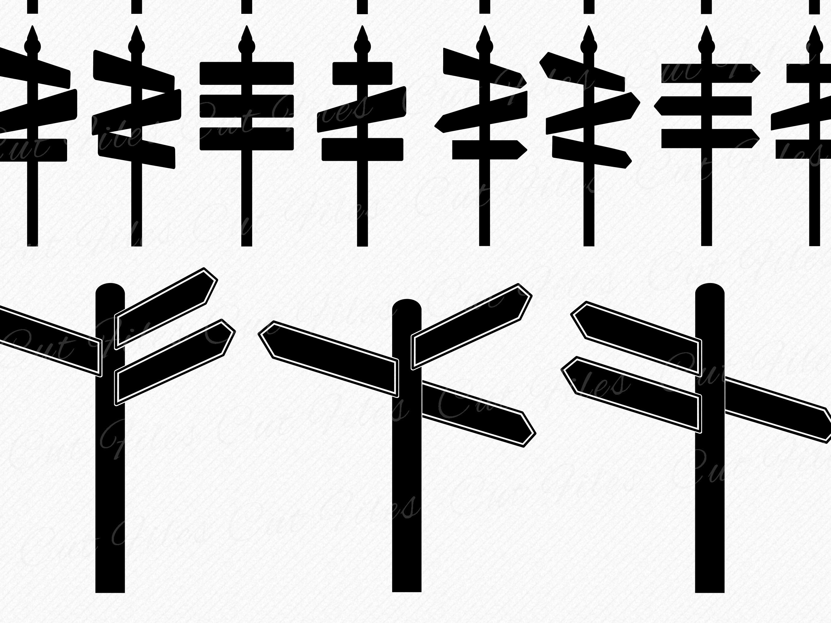 Street Signs SVG, Pole With 3 Road Signs, Signboard Road Sign Template ...