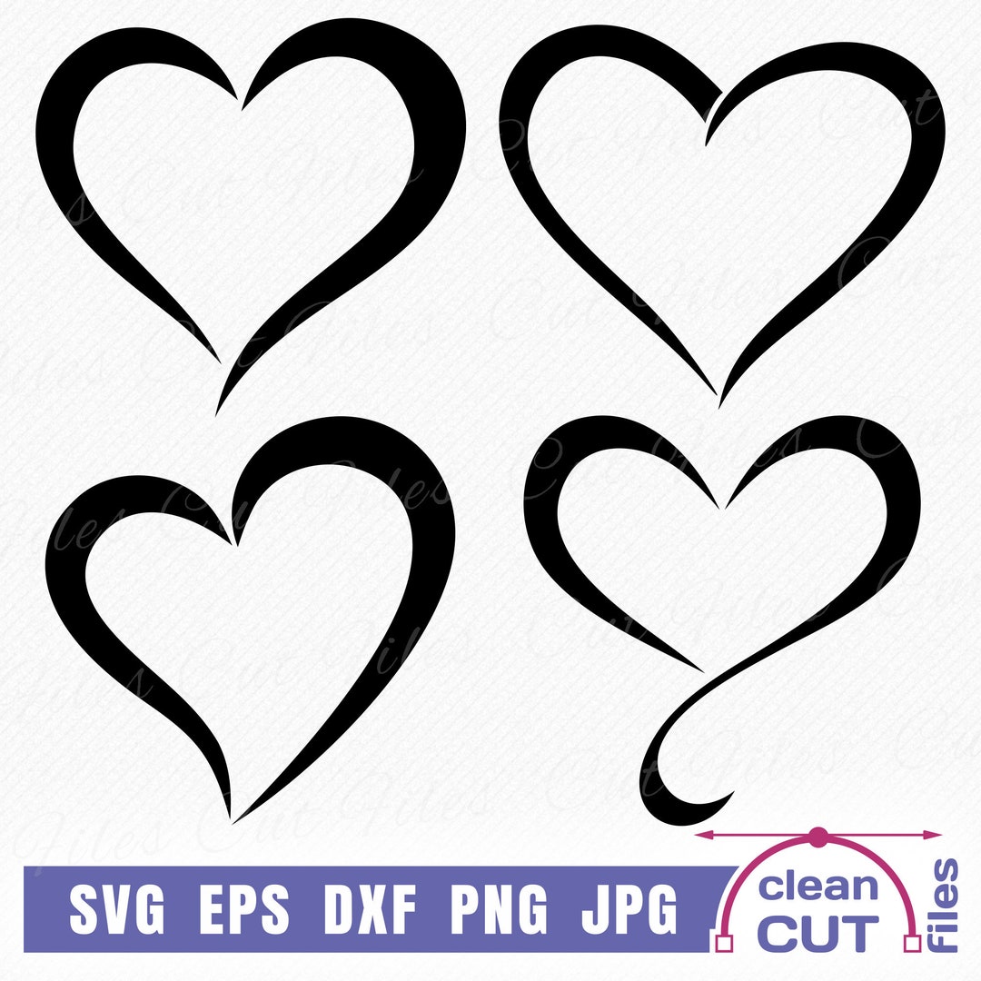 Open Heart SVG - Black and White Heart Cricut Silhouette Cut File ...