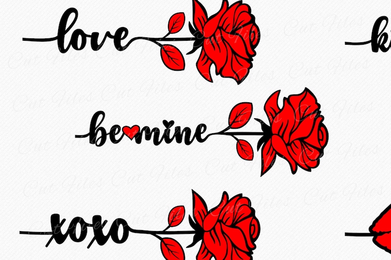 Rose With Text SVG Bundle, Valentines Day SVG Designs - Etsy