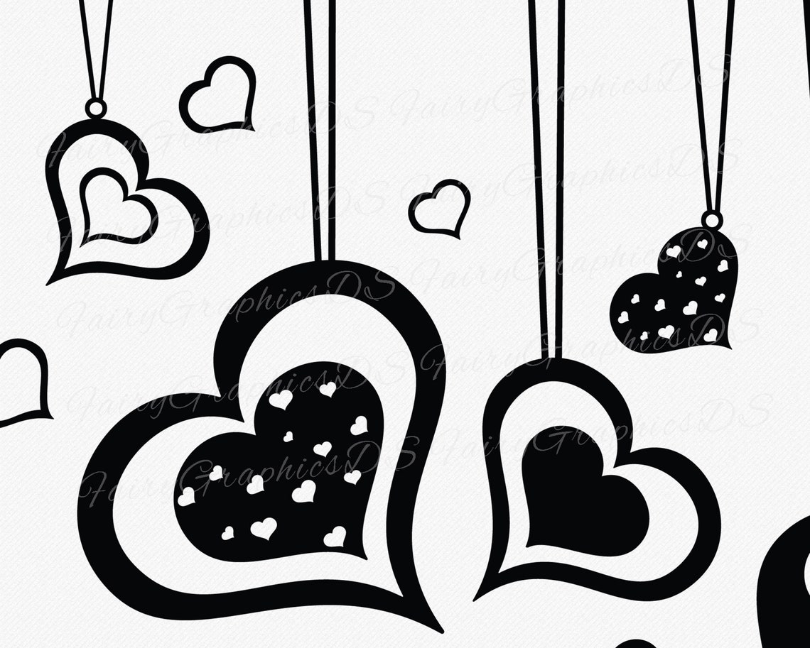 Hanging Hearts SVG Stylish Hearts SVG Valentine's Day | Etsy