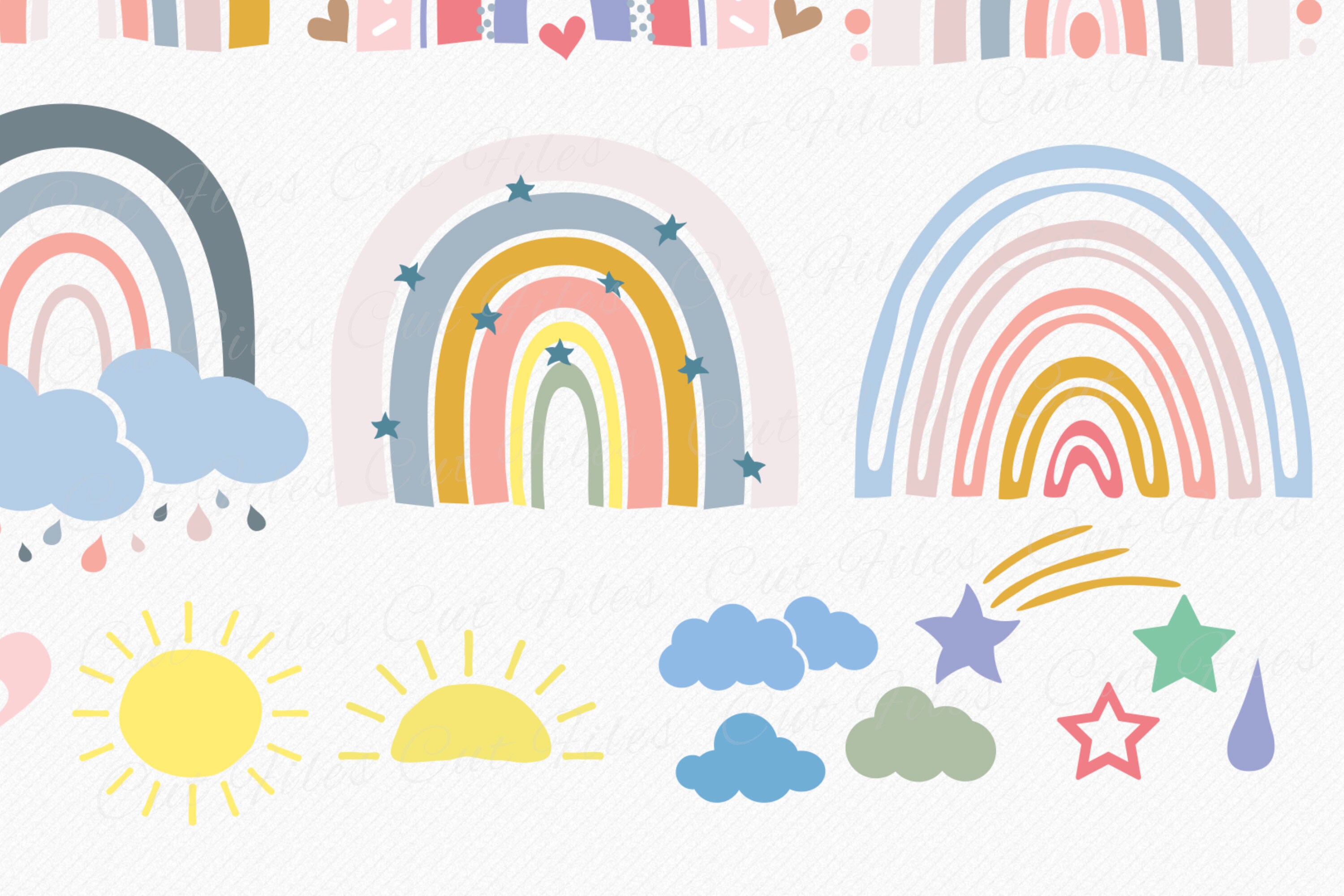 Boho Rainbow SVG Pastel Rainbow Bundle Clipart Templates - Etsy