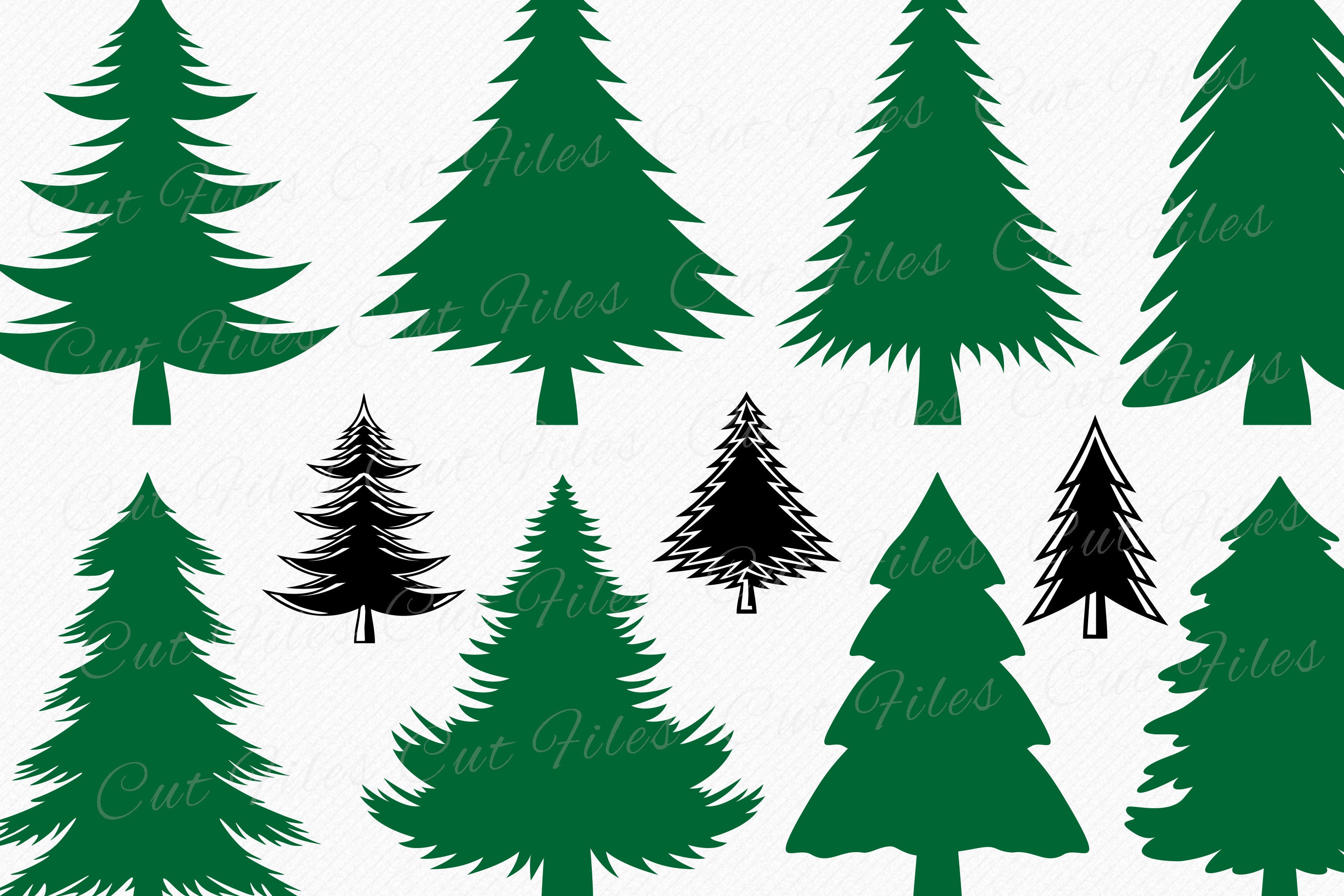 Pine Tree SVG Silhouette Bundle Christmas Tree Vector - Etsy