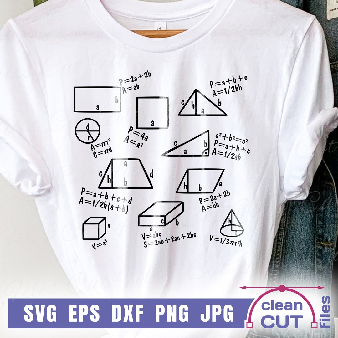 Geometric Formulas SVG, Funny Math Teacher Vector T-shirt Wall Art ...
