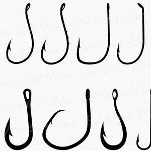 Fishing Hooks SVG Vector Bundle | 38 Fish Hook Silhouette Clipart and ...