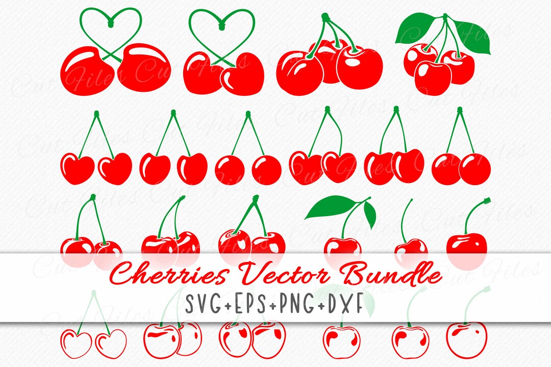 Cherries SVG Bundle, Cherry Vector and Clipart Files - Etsy