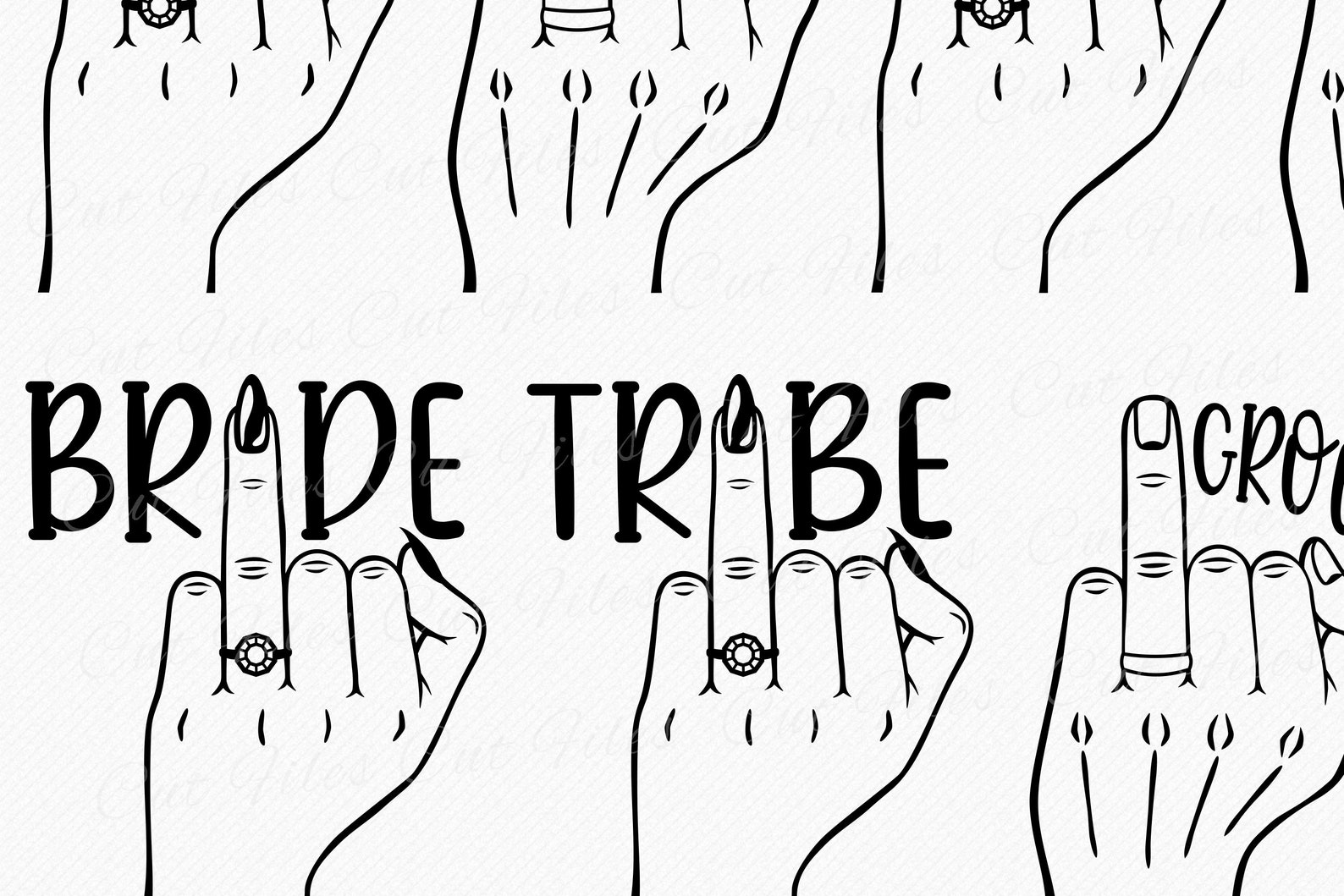 Wedding Fingers SVG Bundle, Engagement Rings SVG, Bride Tribe and Groom ...
