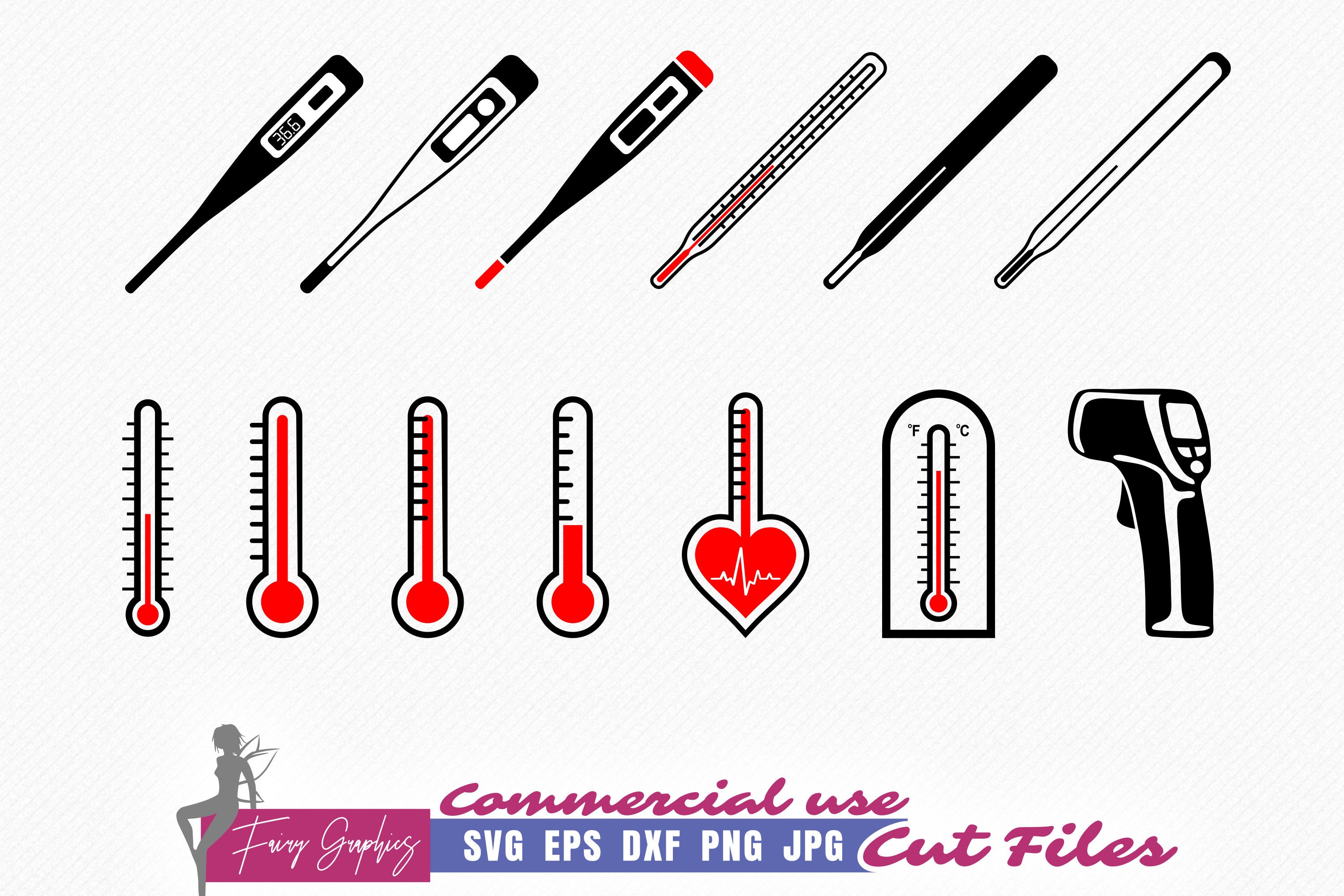 Thermometer SVG Bundle, Doctor SVG, Hospital Vector and Clipart Designs ...
