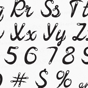 Fish Hook Fishing Font TTF OTF SVG, Fish Hooks Letters, Installable ...