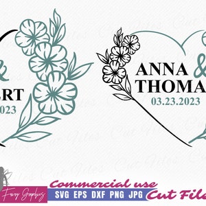 Wedding SVG Bungle - Wedding Signs, Marriage Name Frame, Floral Frame ...