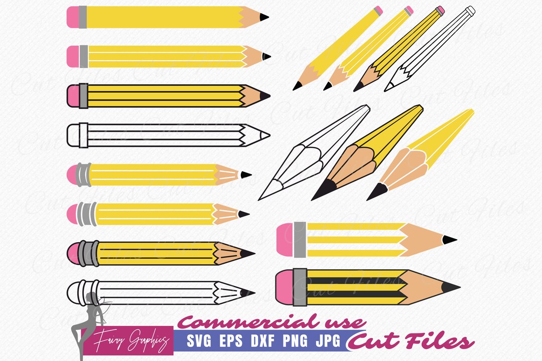 Pencil SVG Bundle, 17 Vector Pencil, School Pencil SVG, Pencil Clipart ...