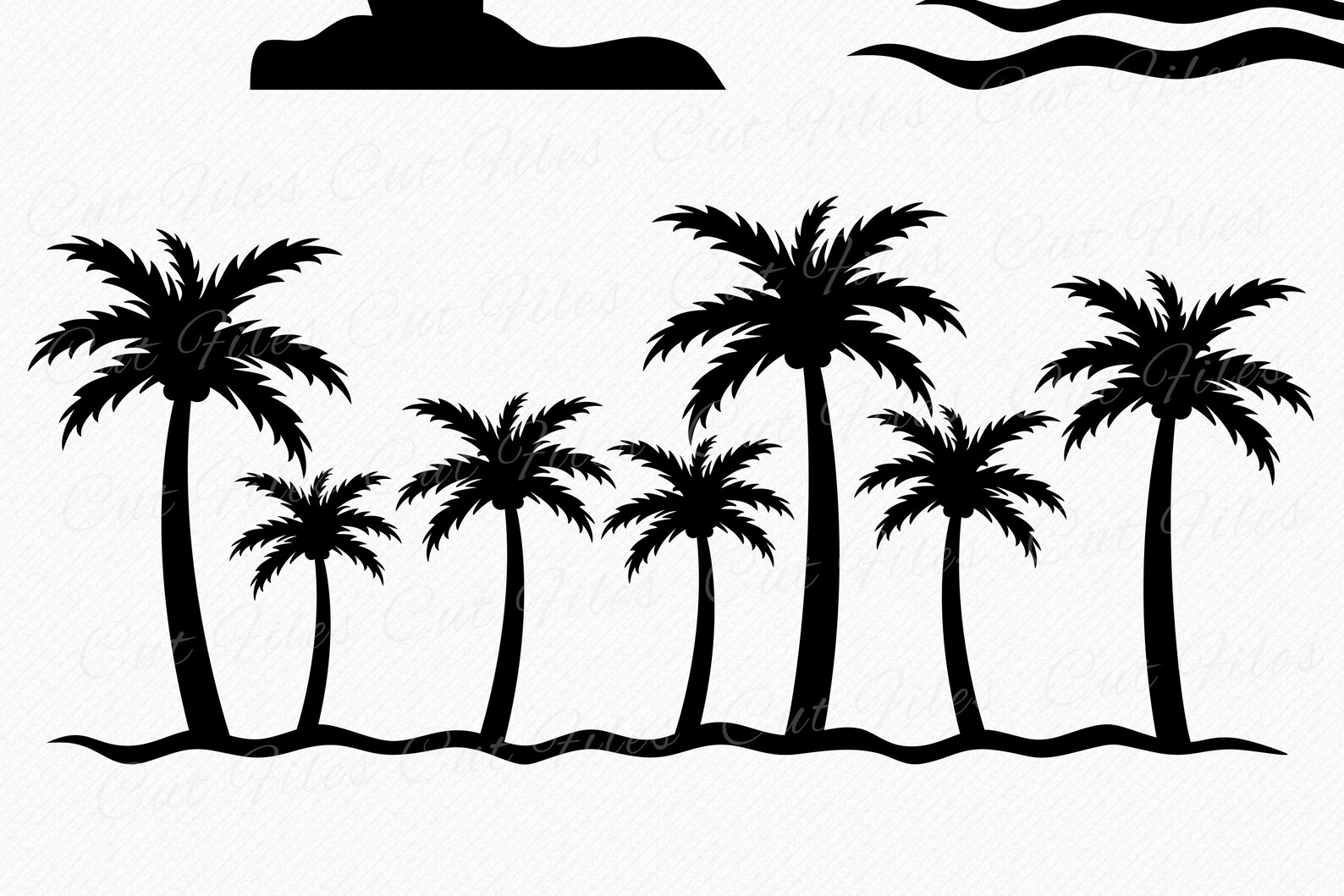 Palm Tree SVG Silhouette Bundle Clipart Cut Files, Tropical SVG ...