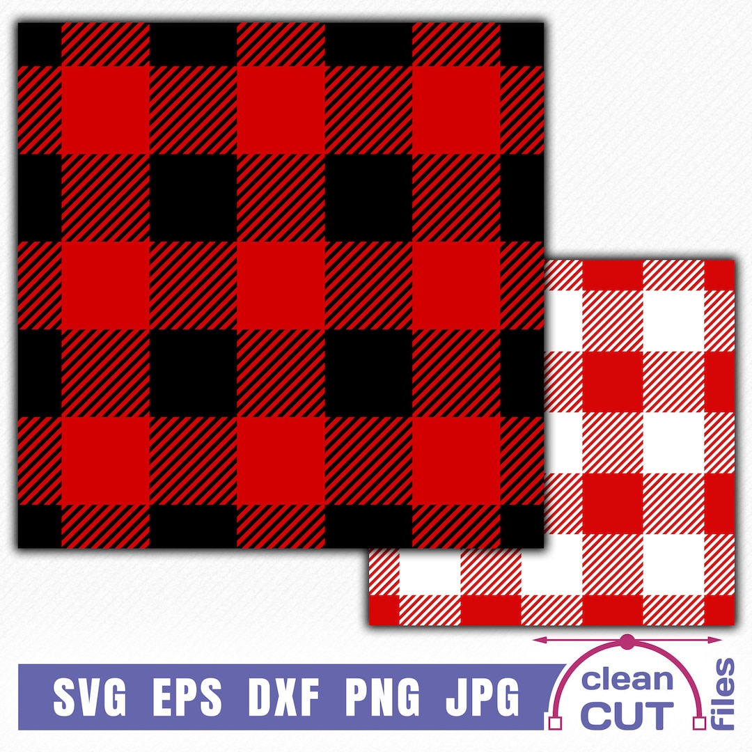 Red Buffalo Plaid SVG Vector, Red Black and White Check Seamless ...