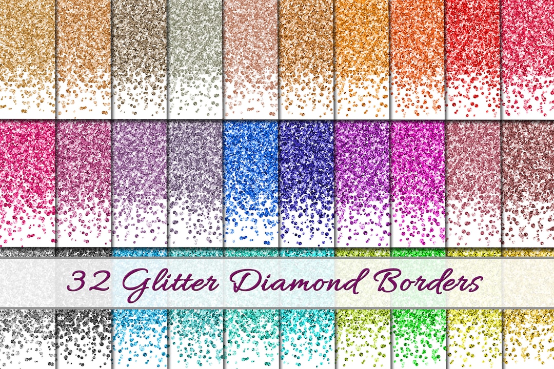Glitter Diamond Borders | 32 Colors Diamond Overlay Background Images ...