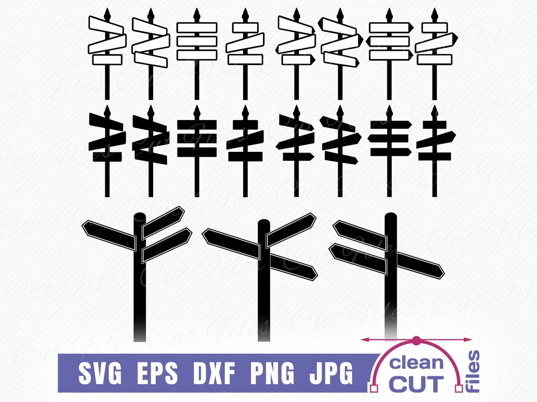 Street Signs SVG, Pole With 3 Road Signs, Signboard Road Sign Template ...