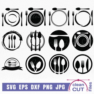 Restaurant Logo SVG Bundle Plate Fork Spoon Knife Cut and Clipart Png ...