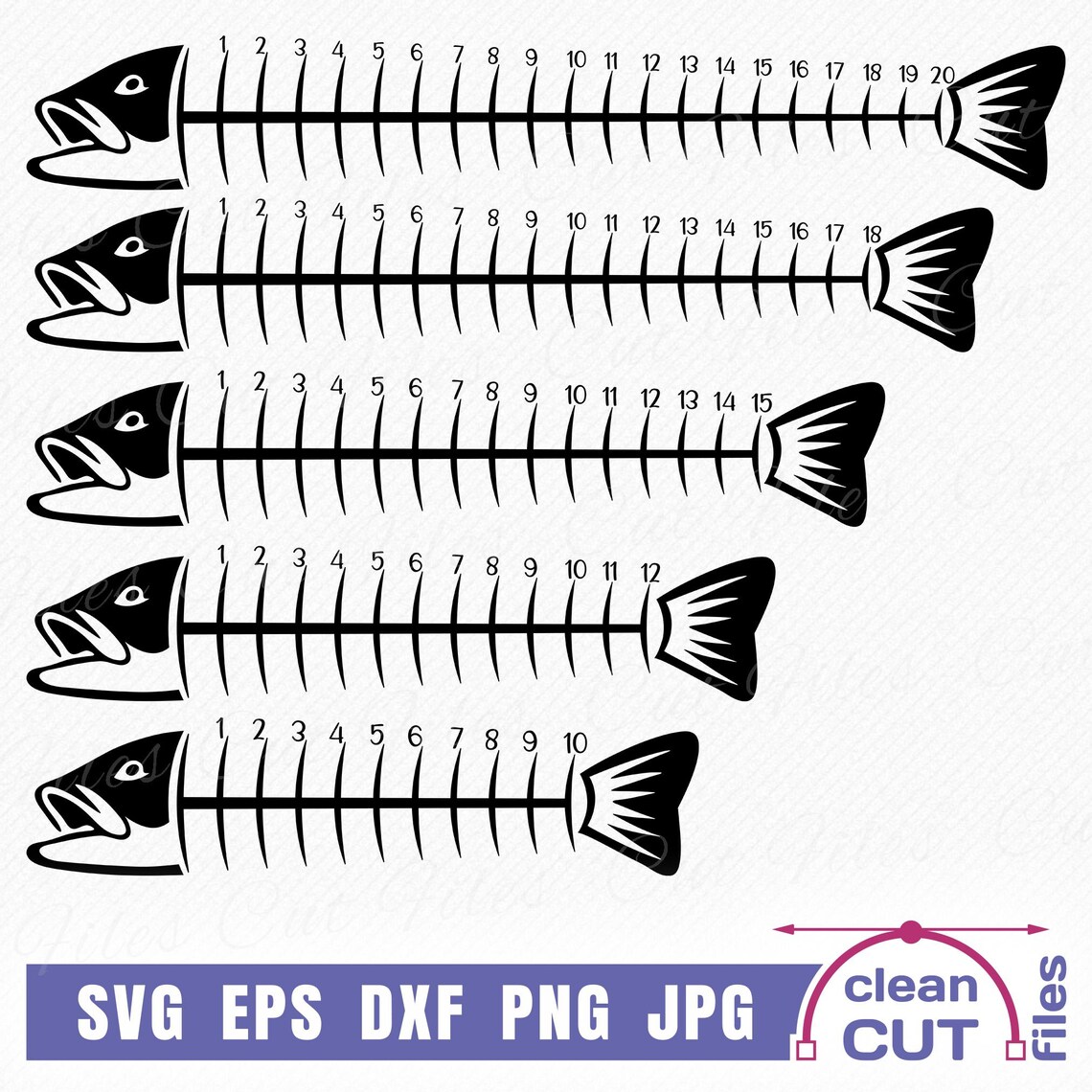 Fish Ruler SVG – Fishing Measure Ruler Clipart Template – Laser Cut ...