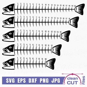 Fish Ruler SVG – Fishing Measure Ruler Clipart Template – Laser Cut ...