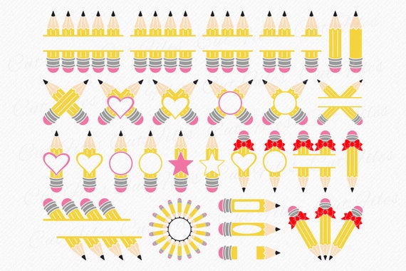 Pencil Name Frame SVG Bundle Teacher Pencil SVG Split Pencil - Etsy