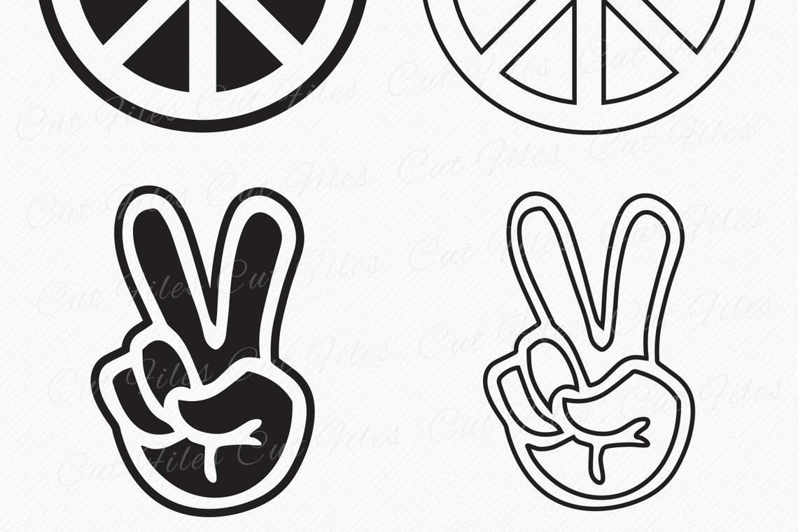 Peace SVG Sign Two Finger SVG Cutting Files 3 Peace Sign | Etsy