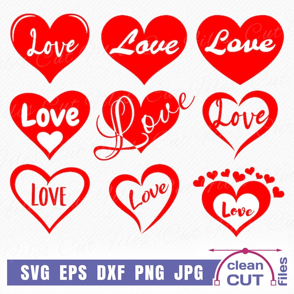 Word Love With a Heart Clipart - Etsy