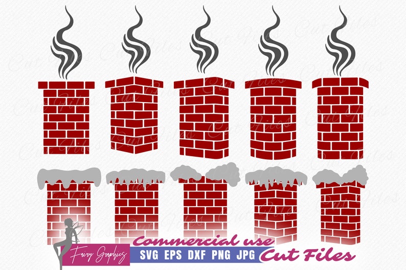 Christmas Chimney SVG Vector Bundle, Cutting and Clipart Files - Etsy
