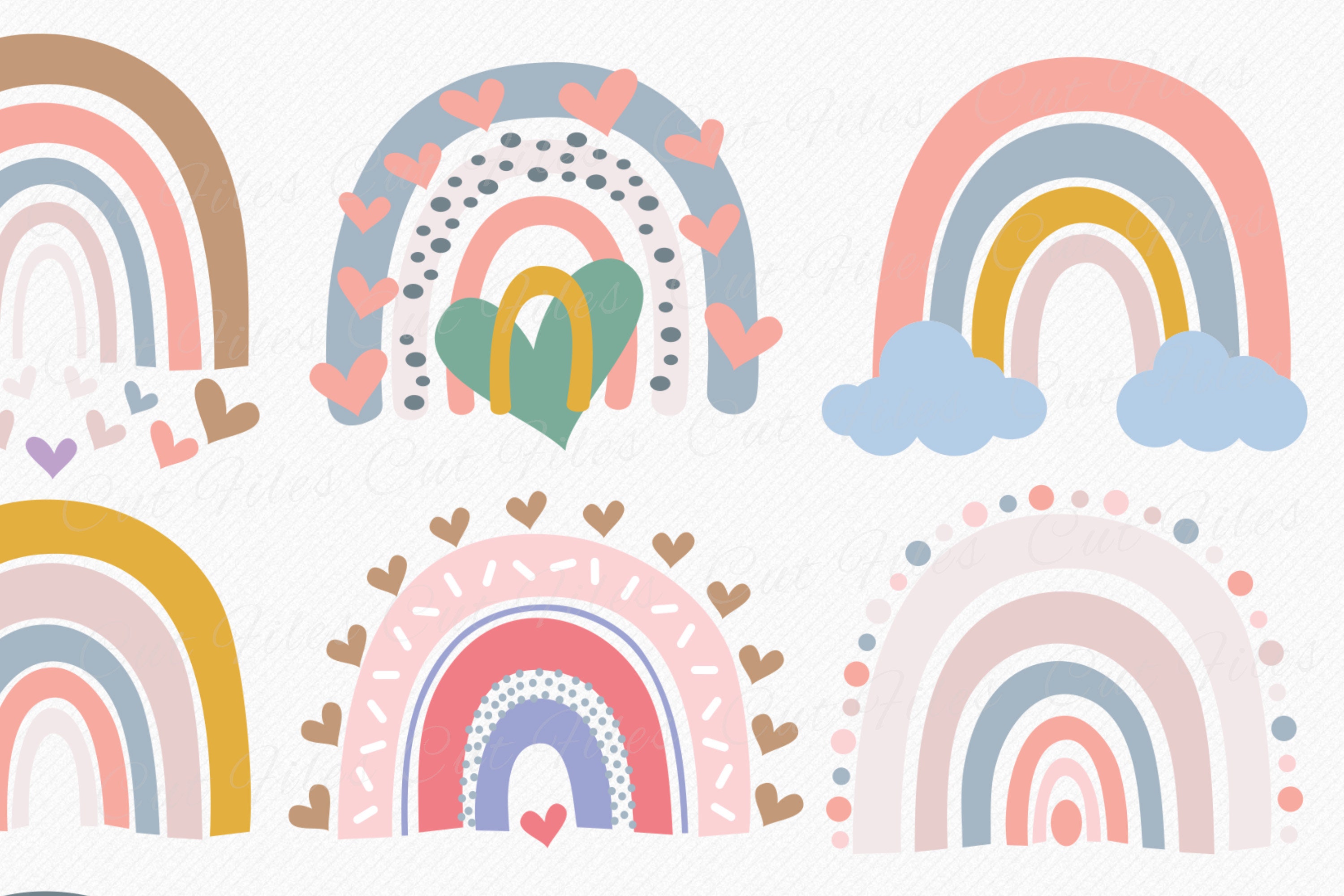 Boho Rainbow SVG Pastel Rainbow Bundle Clipart Templates - Etsy