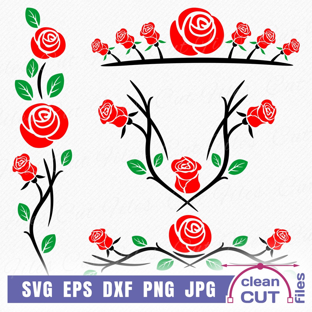 Rose SVG Vector Images, Floral Flower Cricut Silhouette Cutting and ...
