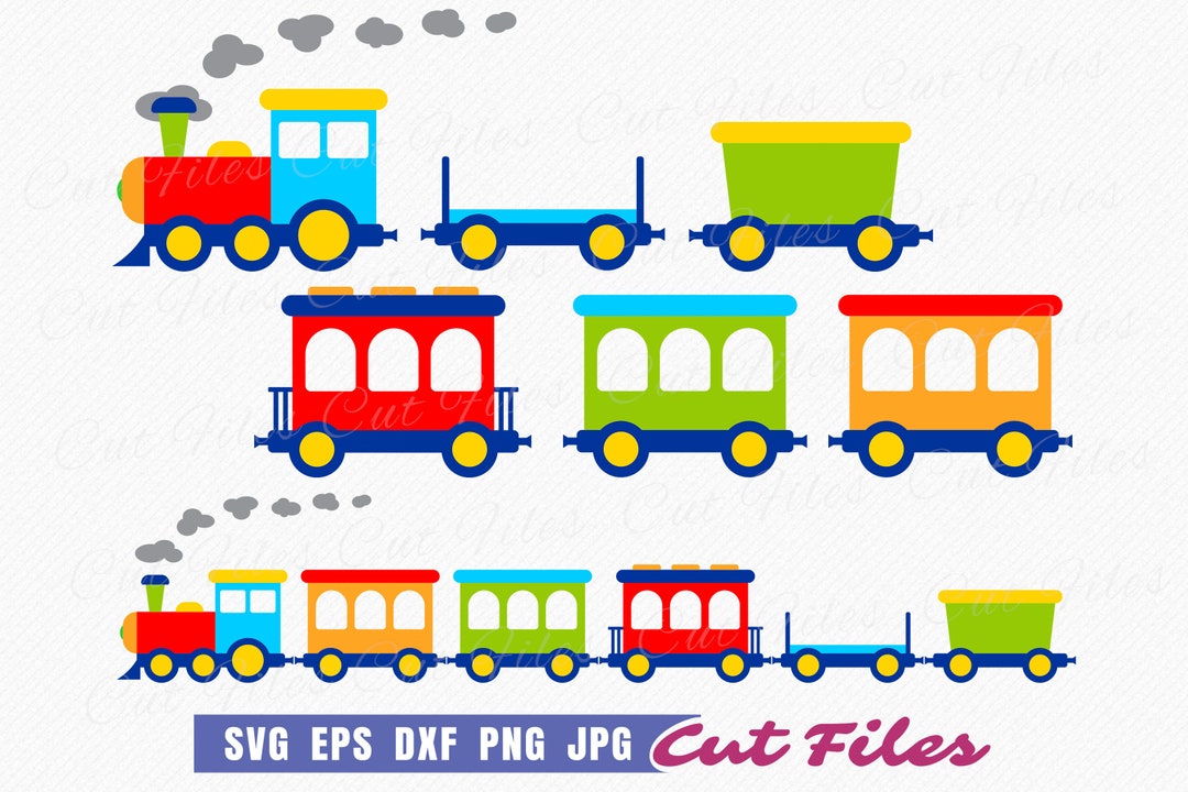 Kids Train SVG Locomotive With Wagons Vector and Clipart Files ...