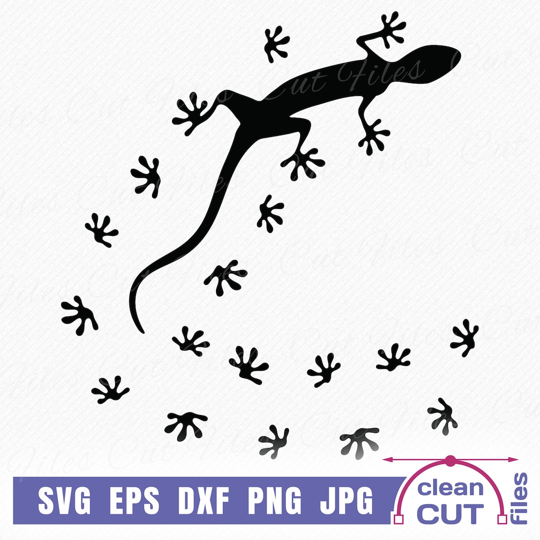 Gecko Vector SVG With Footprint Lizard Animal Logo Design for Decal ...