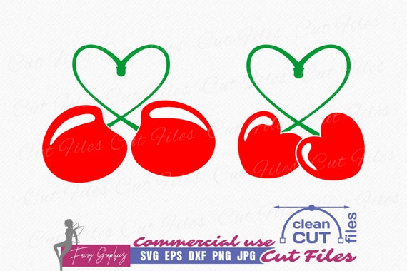 Cherry Heart SVG Fruit SVG Cherry Clipart PNG Cutting and | Etsy