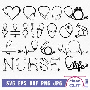 Stethoscope SVG Bundle, Nurse Life Monogram Frames SVG, Doctor Vector ...