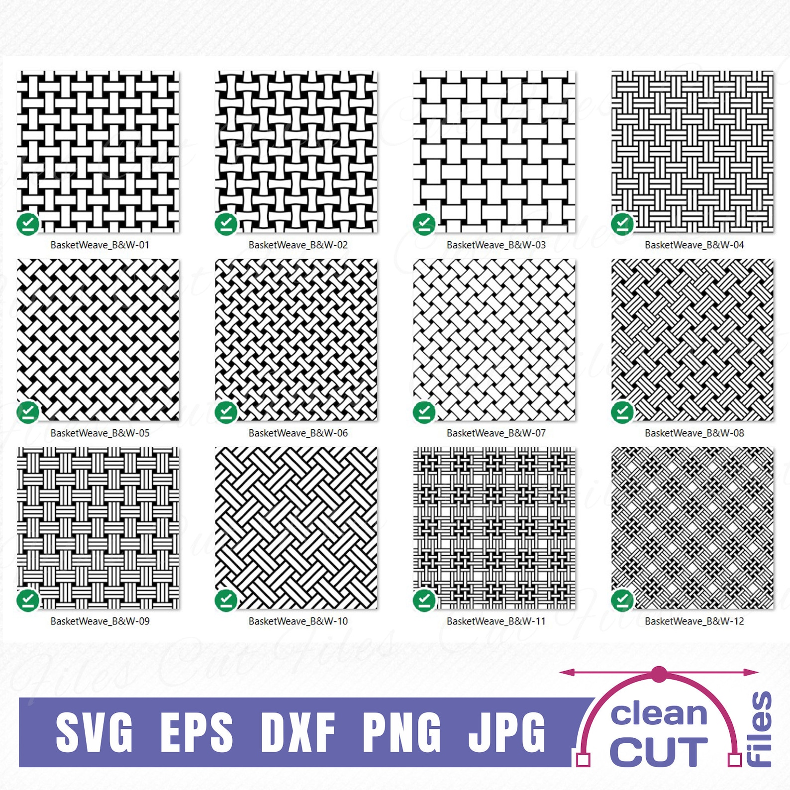 Basket Weave SVG Bundle, Black and White Seamless Basket Weave Patterns ...
