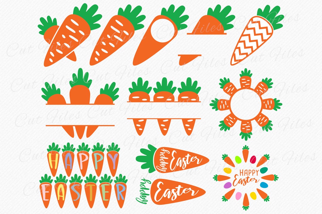 Easter Carrot SVG Bundle, Carrot Frame SVG, Happy Easter Svg, Easter ...