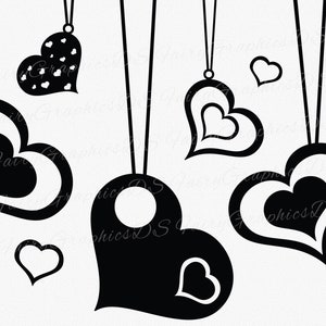 Hanging Hearts SVG Stylish Hearts SVG Valentine's Day - Etsy