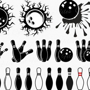Bowling Ball and Pins SVG Bundle Ball and Pins Bowling Clipart Cricut ...