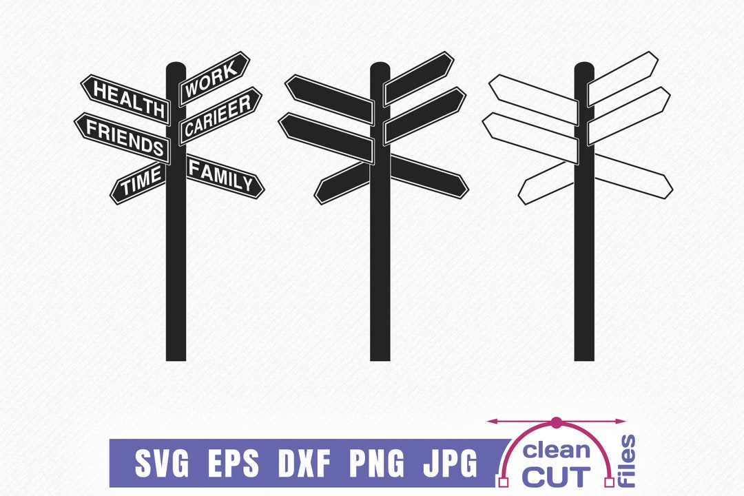 Road Sign SVG Street Sign Template 6 Arrows Blank Road Street Sign With ...