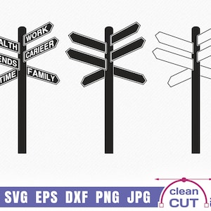 Road Sign SVG Street Sign Template 6 Arrows Blank Road Street Sign With ...