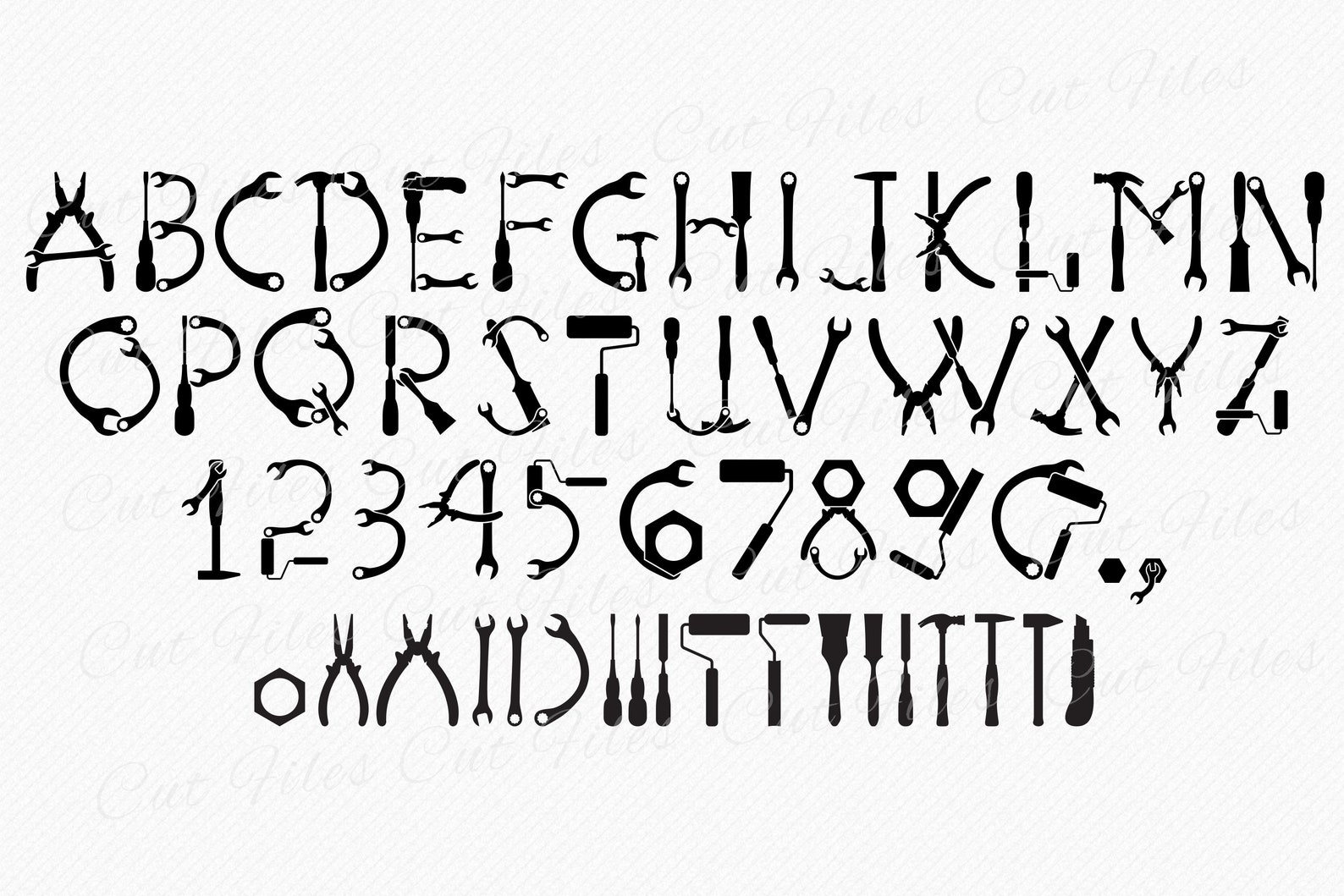 Tools Font SVG TTF OTF Font, Tools Alphabet, Tools Letters, Worker Font ...