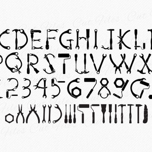 Tools Font SVG TTF OTF Font, Tools Alphabet, Tools Letters, Worker Font ...
