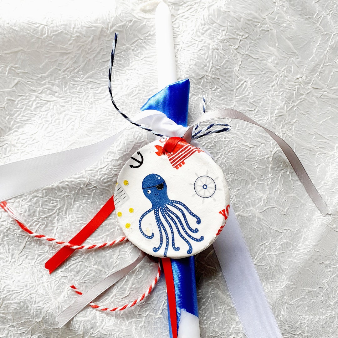 Handmade Summer Lampada Easter Candle, Octopus Nautical Theme ...