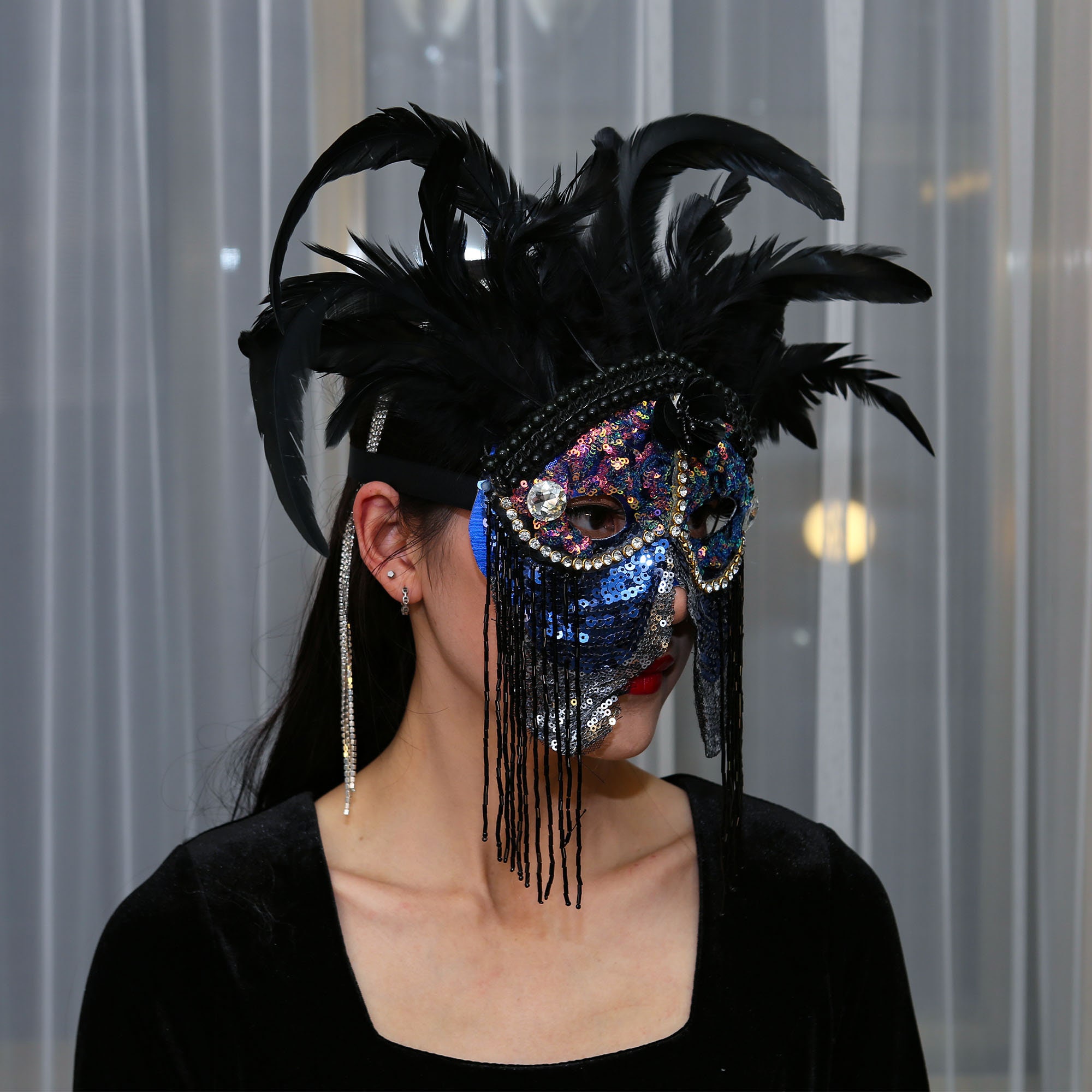 Masquerade Full Face Exaggerated Stage Halloween Witch Black - Etsy