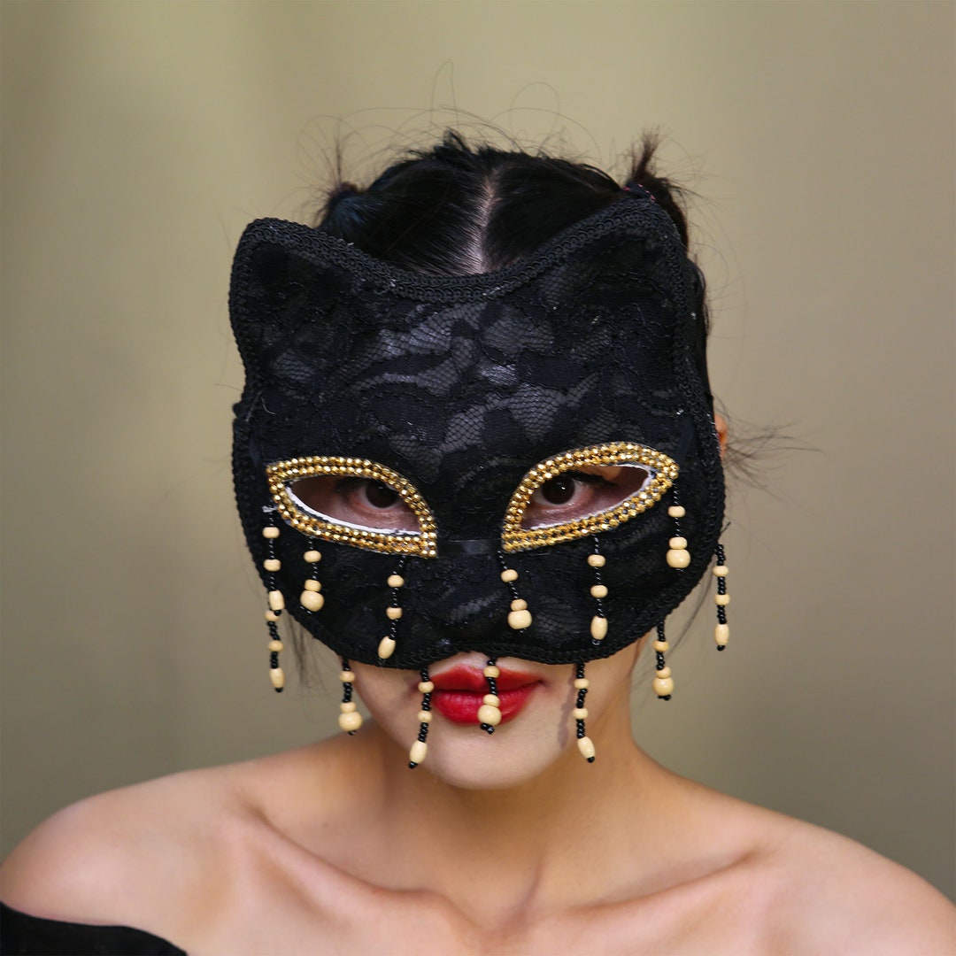 Masquerade Party Black Half Face Mask Halloween Party Carnival Women's ...