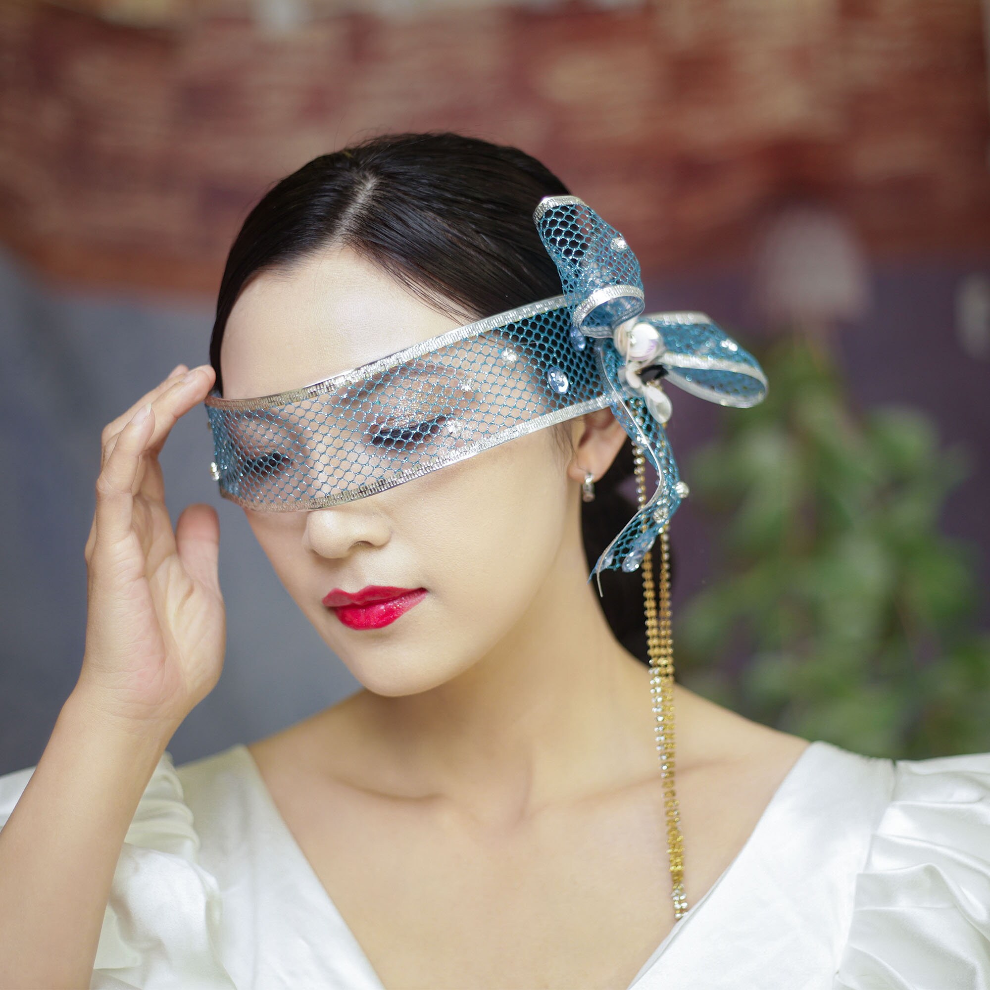 Simple Blue Eyewearmysterious Sexy Eye Maskmesh Hollowed Out - Etsy