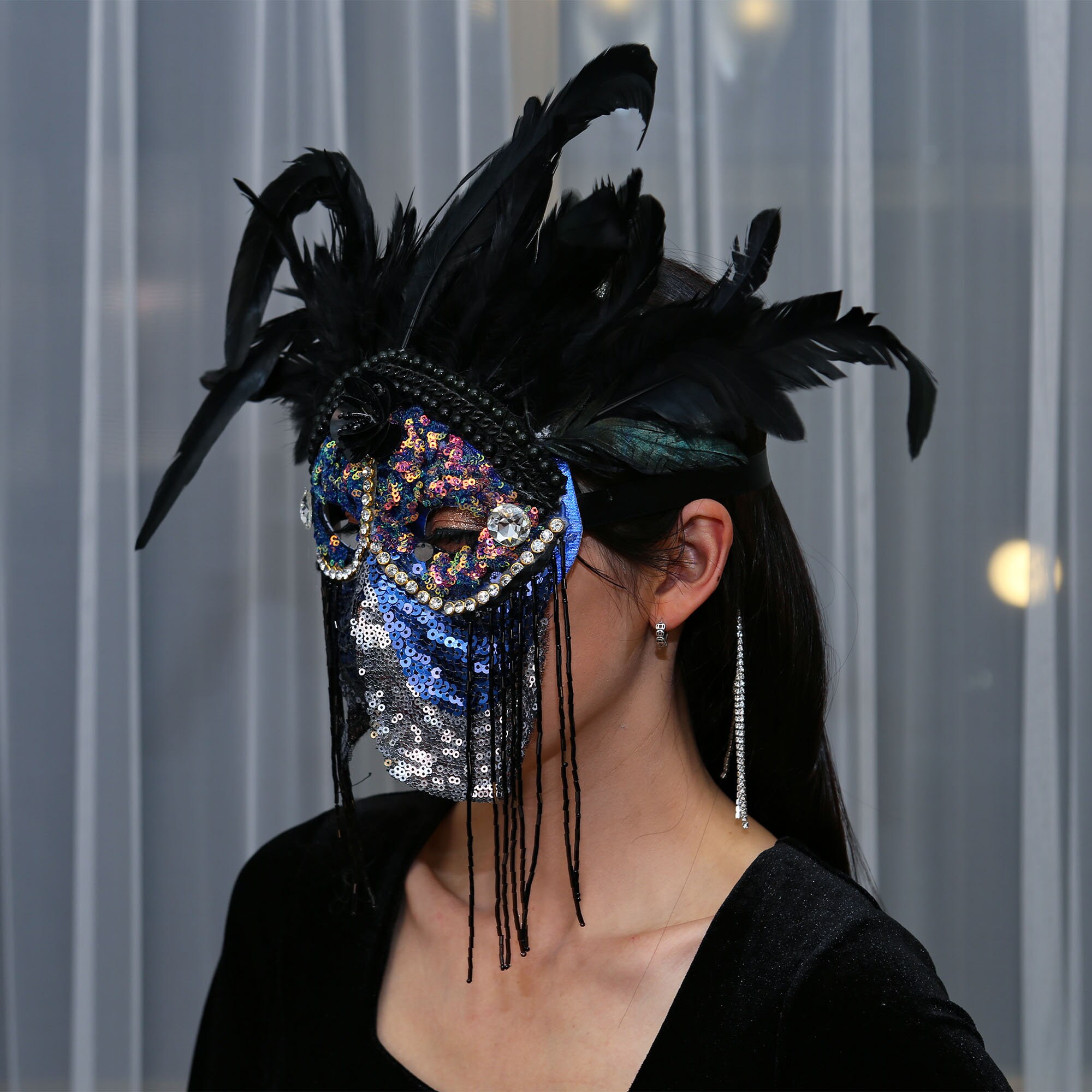 Masquerade Full Face Exaggerated Stage Halloween Witch Black - Etsy