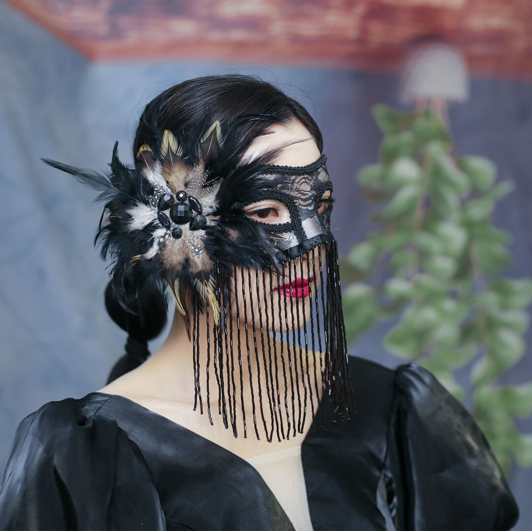 Black Tassel Mysterious Masquerade Party Mask,beautiful Mask,court Ball ...