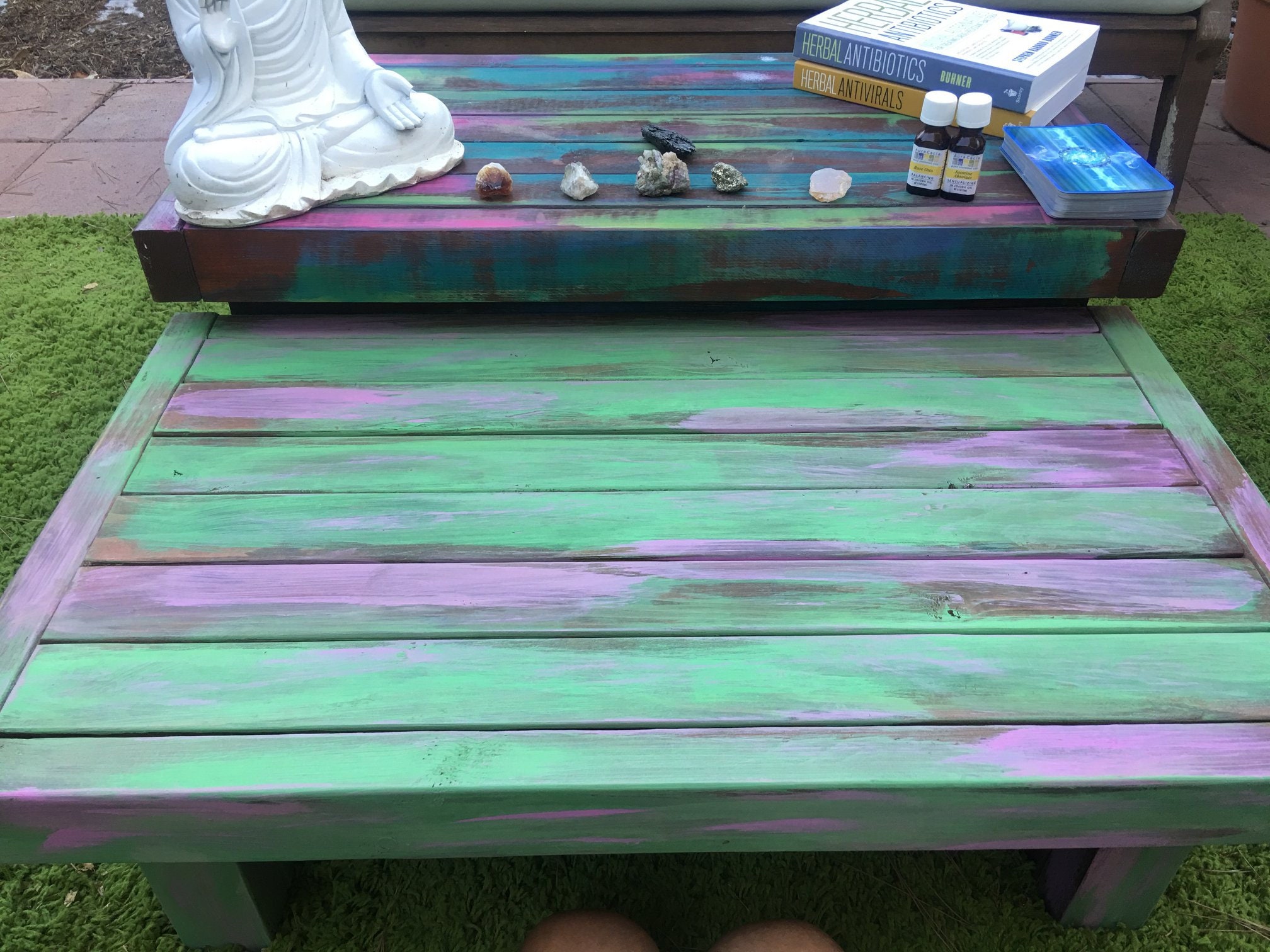 Meditation Altar Garden Wood Table/bench. Natural Wood Meditation Bench ...