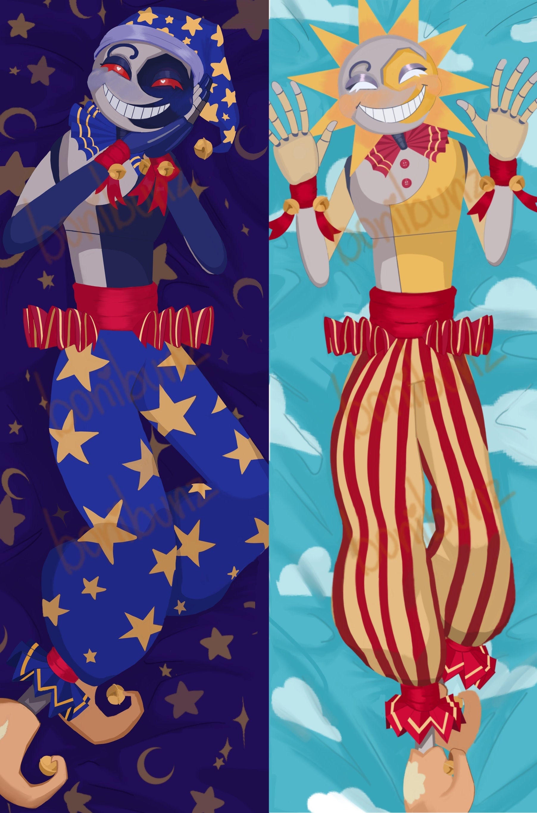 Fnaf Sun And Moon Body Pillow Cover 40x120 Cm Ubicaciondepersonascdmxgobmx