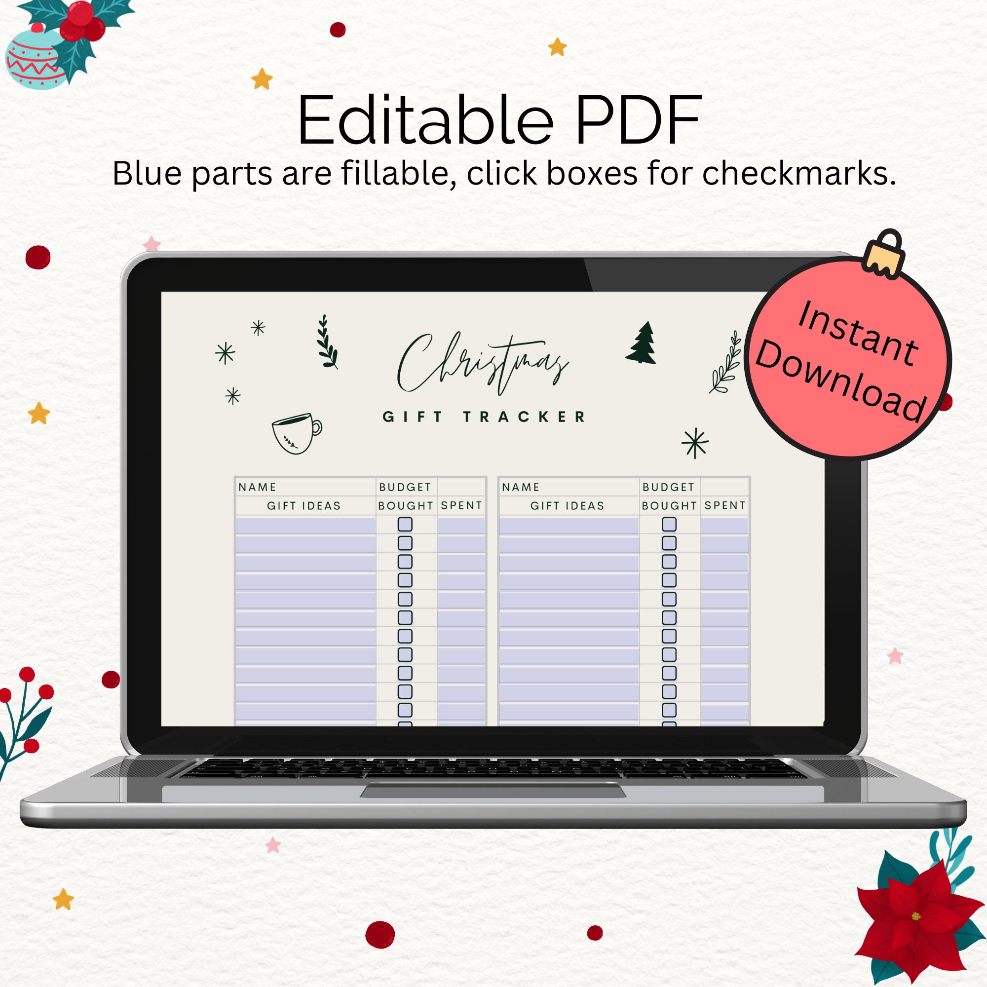 Printable Christmas Gift Tracker Christmas Gift List - Etsy