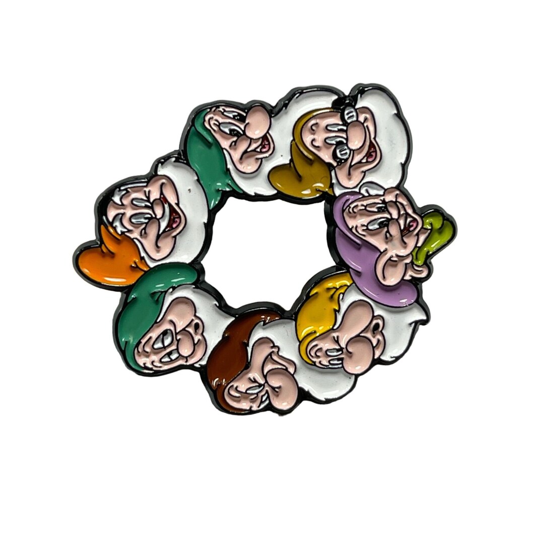 Seven Dwarfs Wreath Lapel Pin Snow White Princess Fairy Tale Enamel Pin ...