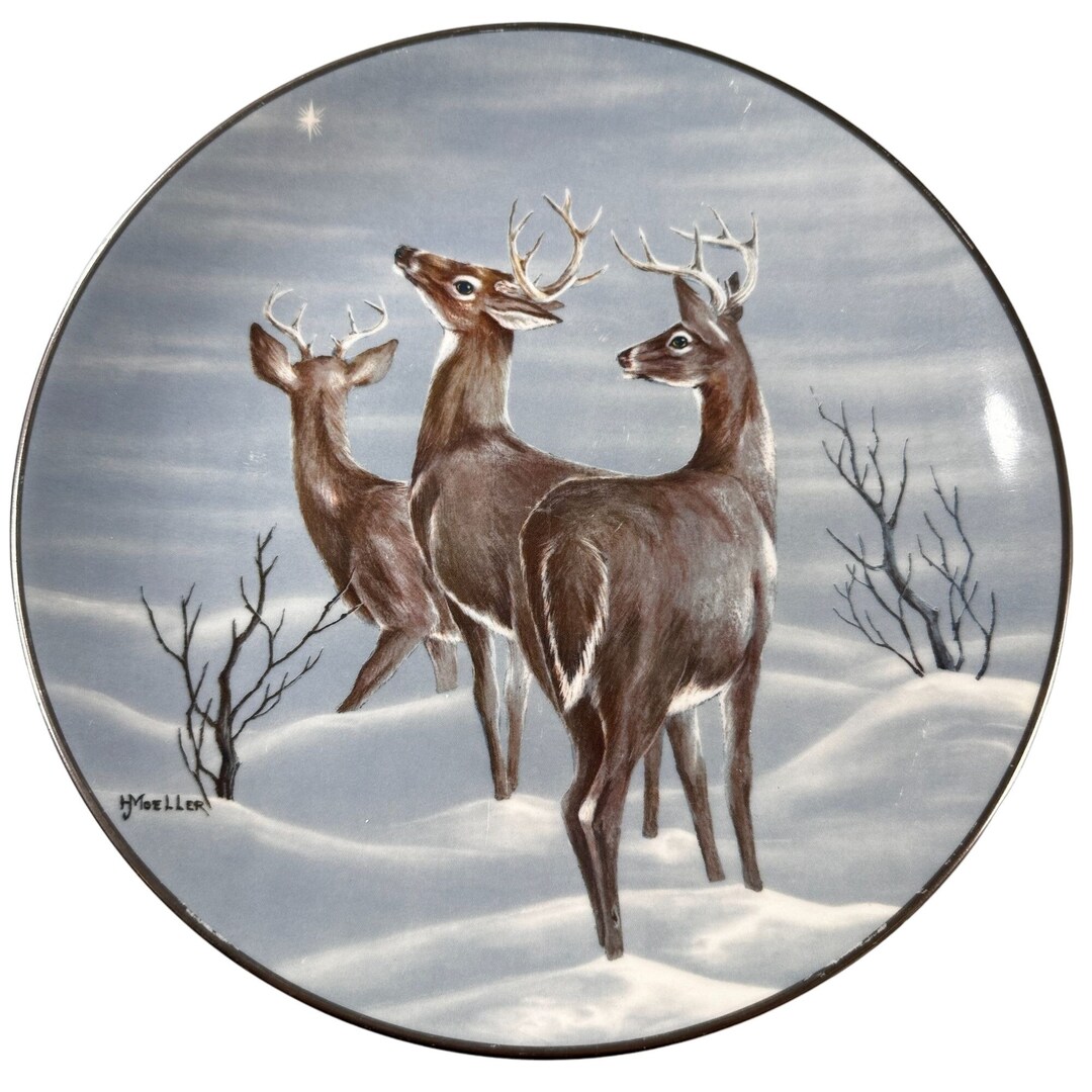 We Three Kings Plate White Tail Deers Halberts Moeller - Etsy